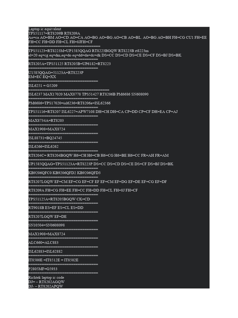 Laptop Ic Equivalent | PDF