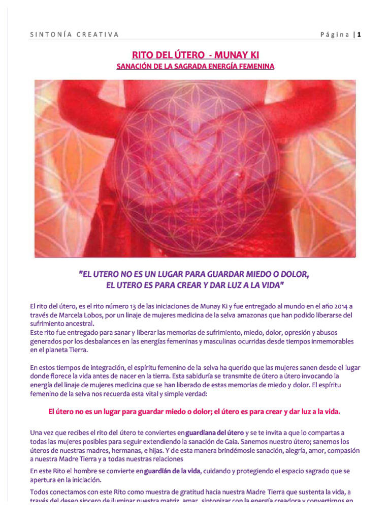 PDF Rito Del Utero Munay Kipdf - Compress | PDF | Amor