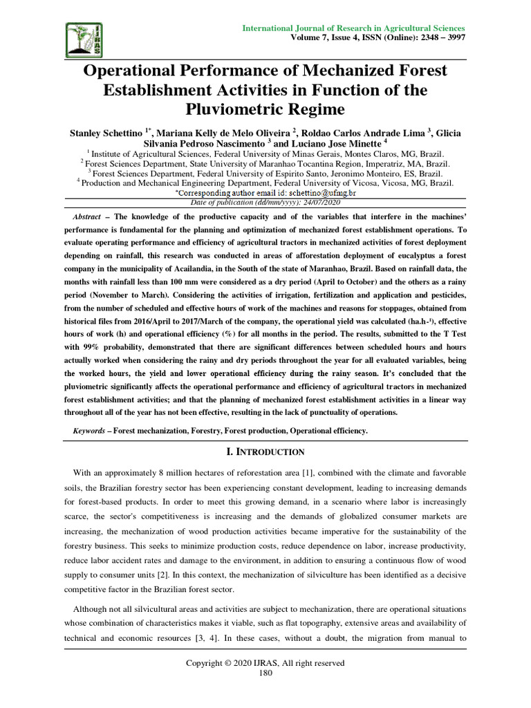 Operational Performance of Mechanized Forest | PDF | Forestry | Labour ...