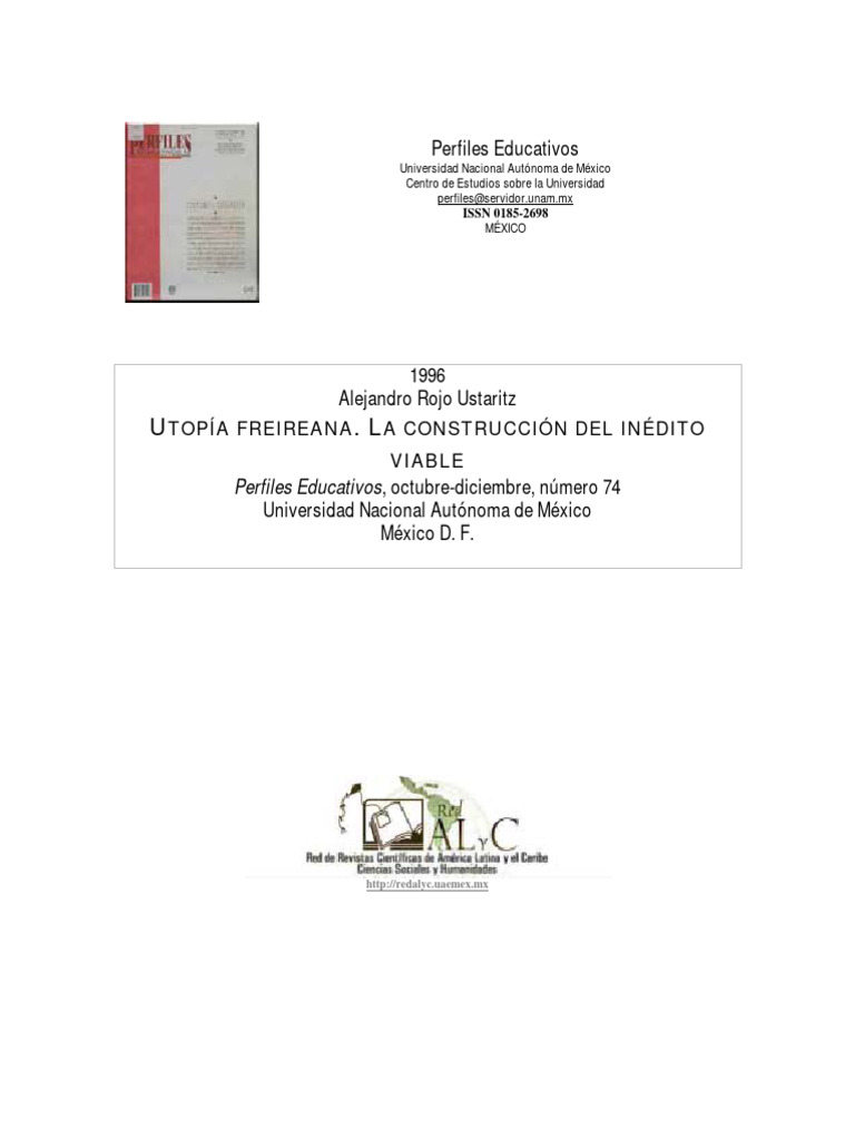 Redalyc. Utopía Freireana. La Construcción Del Inédito Viable ...