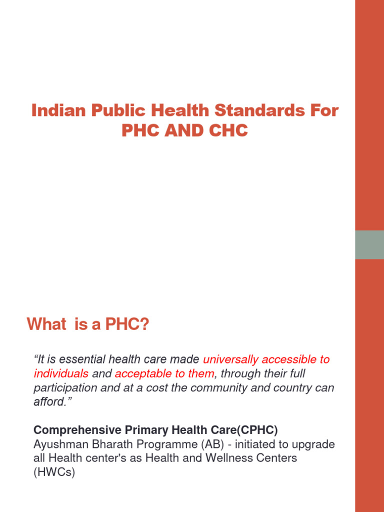 Indian Public Health Standards: PHC & CHC | PDF | Health Professional ...