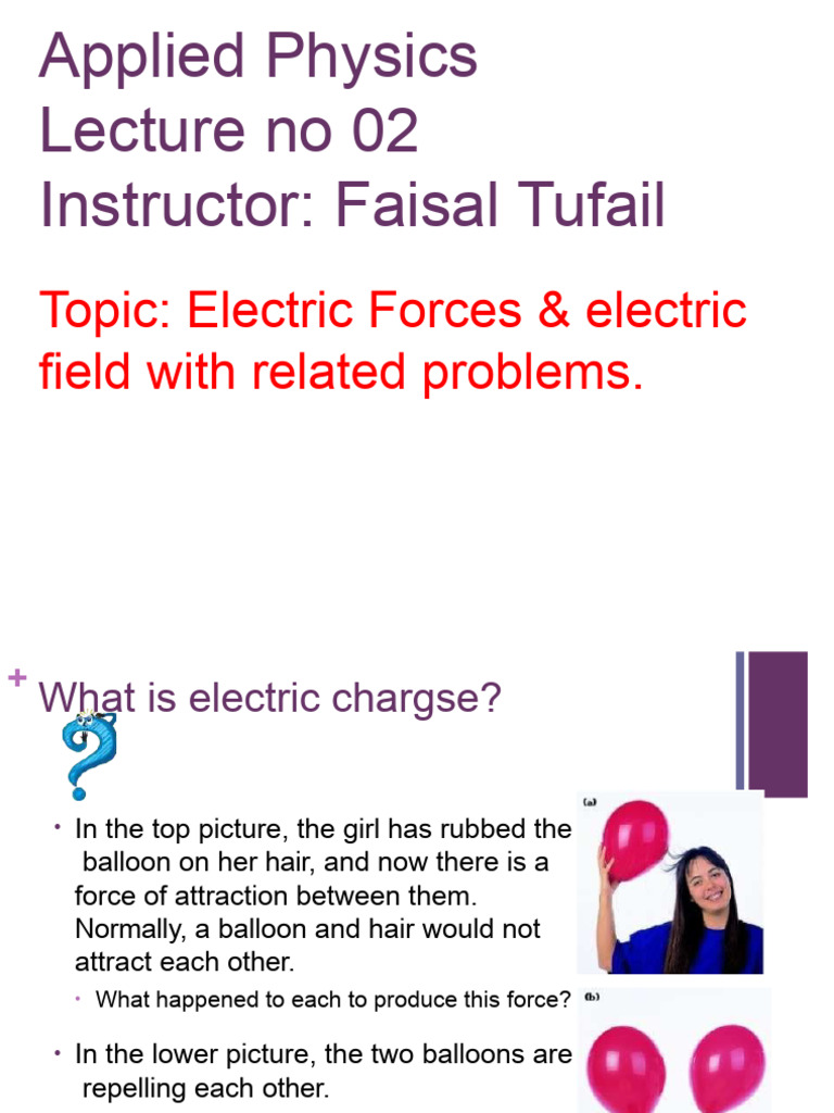 Applied Physics Lecture No 02 | PDF | Electric Charge | Force