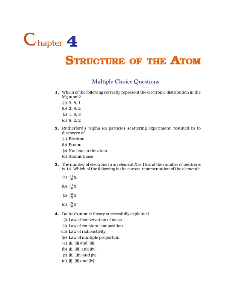 9 Science Exemplar Chapter 4 | PDF | Atoms | Proton