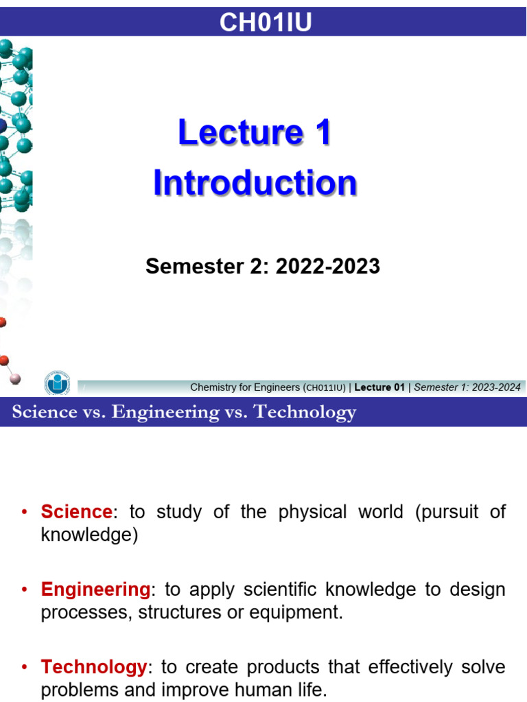 Lecture 01 - Introduction | PDF | Chemistry | Carbon Monoxide