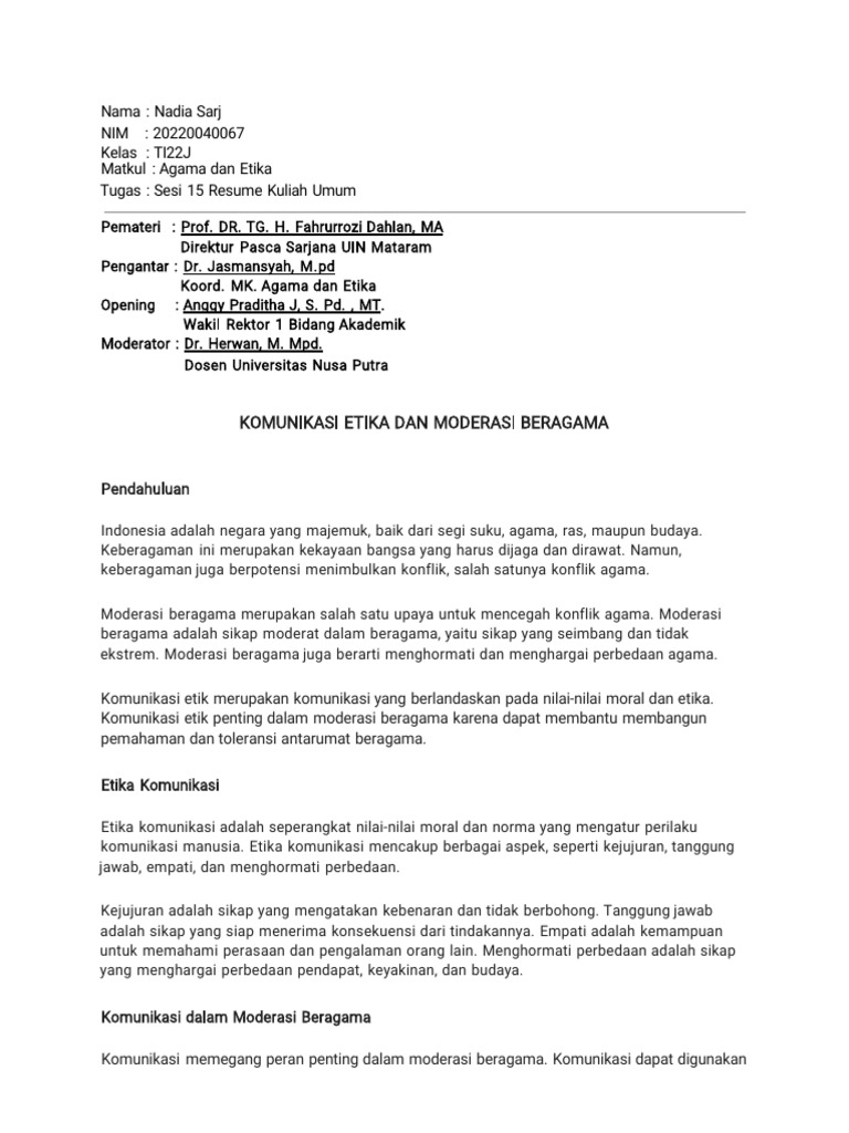 Resume Kuliah Umum | PDF