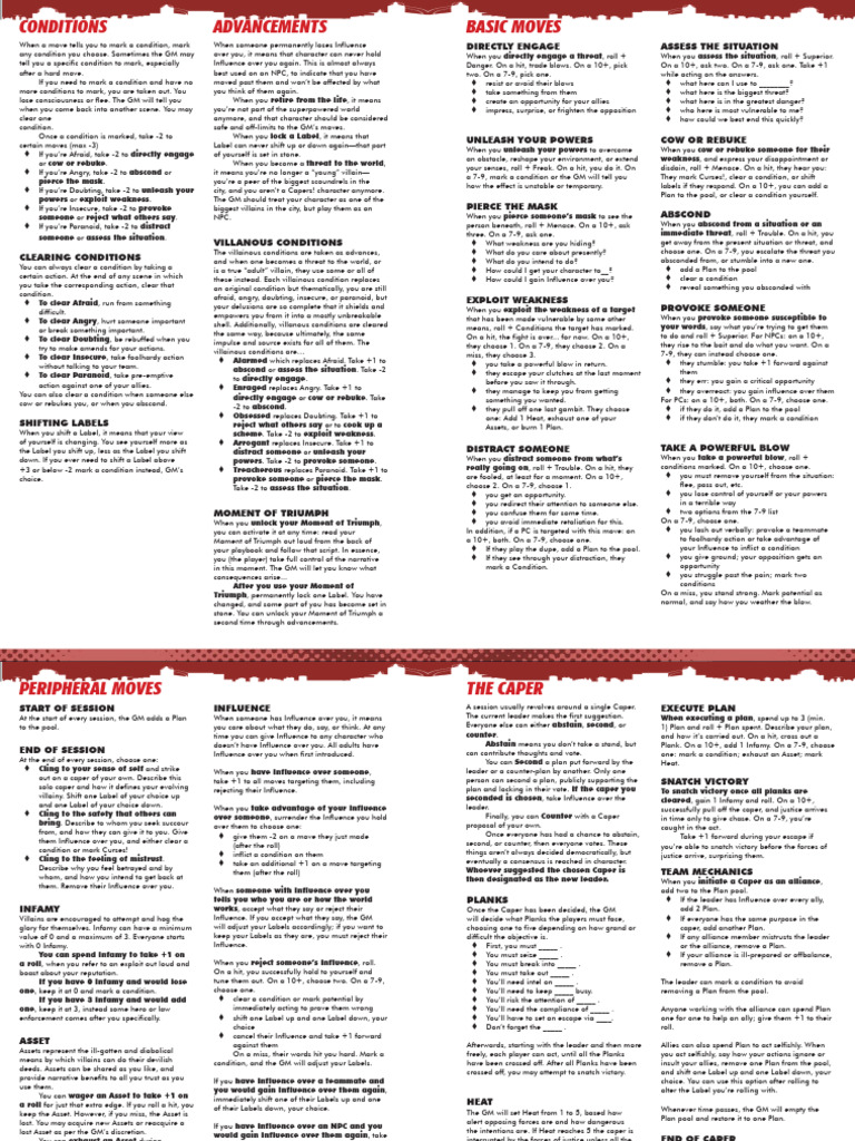 (Old) Capers Basic Moves | PDF