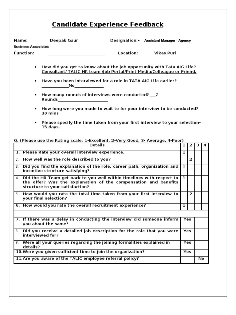 Candidate Experience Feedback | PDF