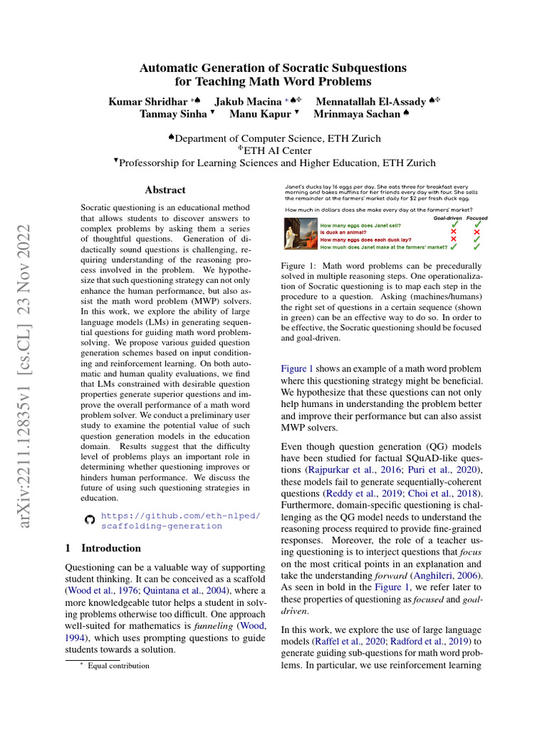 Automatic Generation of Socratic Subquestions for Teaching Math Word ...