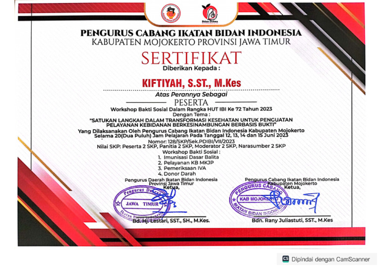 Sertifikat Workshop IBI | PDF
