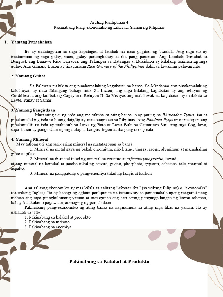 AP 4 Pakinabang Pang-Ekonomiko | PDF