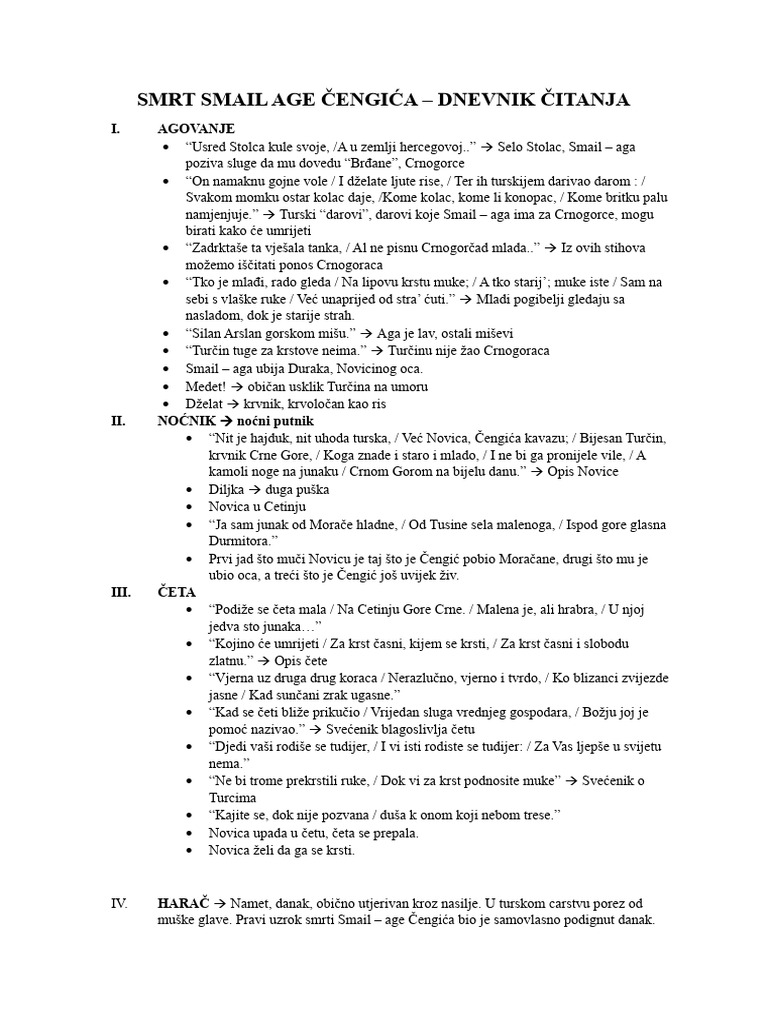 Dnevnik Čitanja - SMRT Smail Age Čengića | PDF