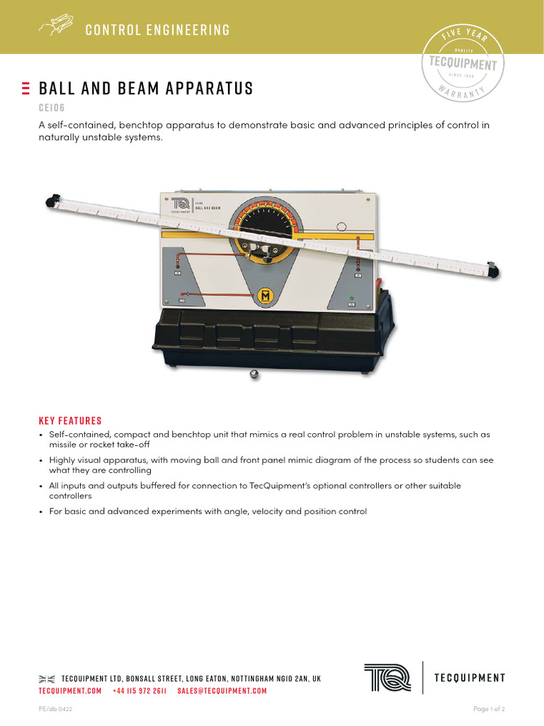 CE106 Ball and Beam Datasheet | PDF | Computer Science | Computing