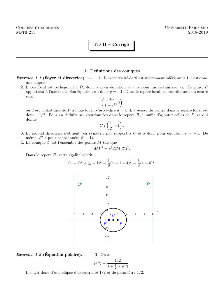 Corrige Coniques | PDF | Ellipse | Géométrie