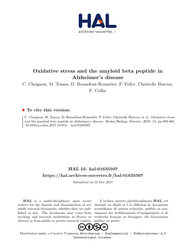 RedoxBiology CC 2017 OpenAccess | PDF | Amyloid Beta | Reactive Oxygen Species