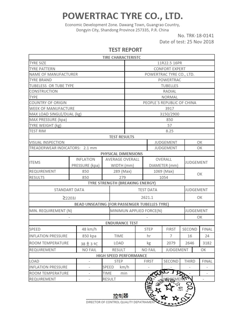 Test Report Tyre | PDF | Tire | Wheel