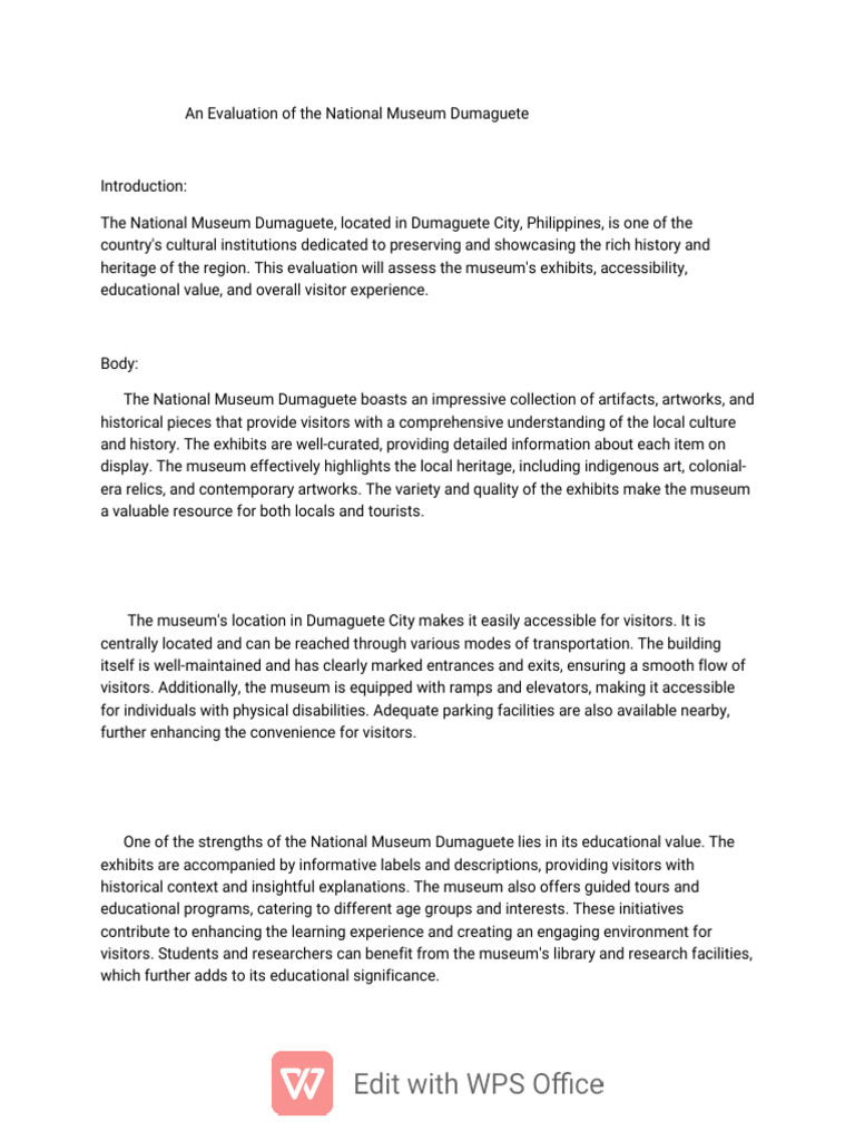 Evaluation of A Museum | PDF | Museum | Accessibility