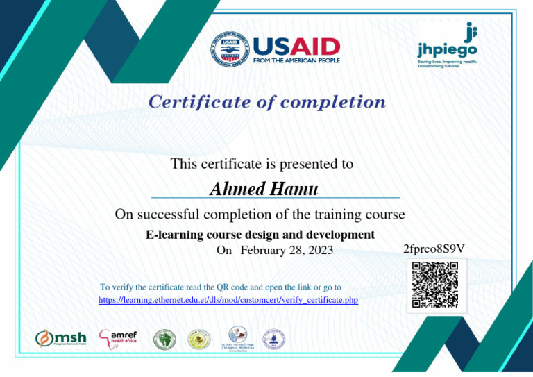 E-Learning Course Completion Certificate | PDF