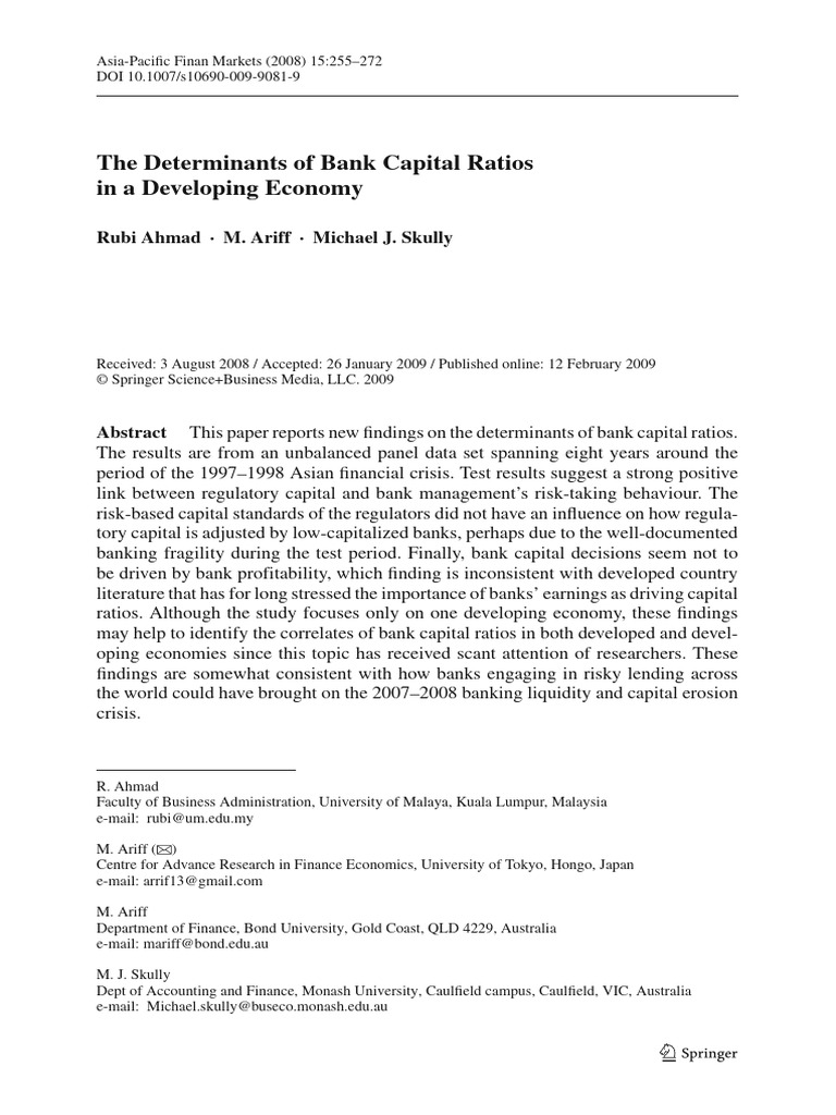 The Determinants of Bank Capital Ratios | PDF | Financial Risk ...