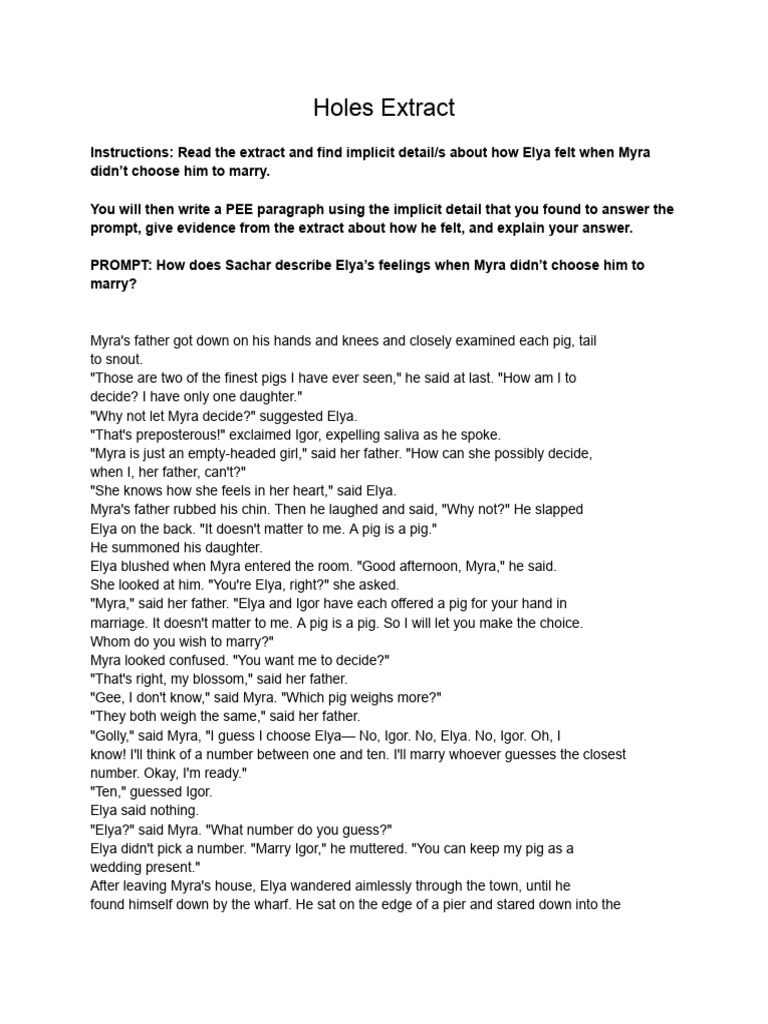 Holes Extract | PDF | Mystery, Thriller & Crime Fiction