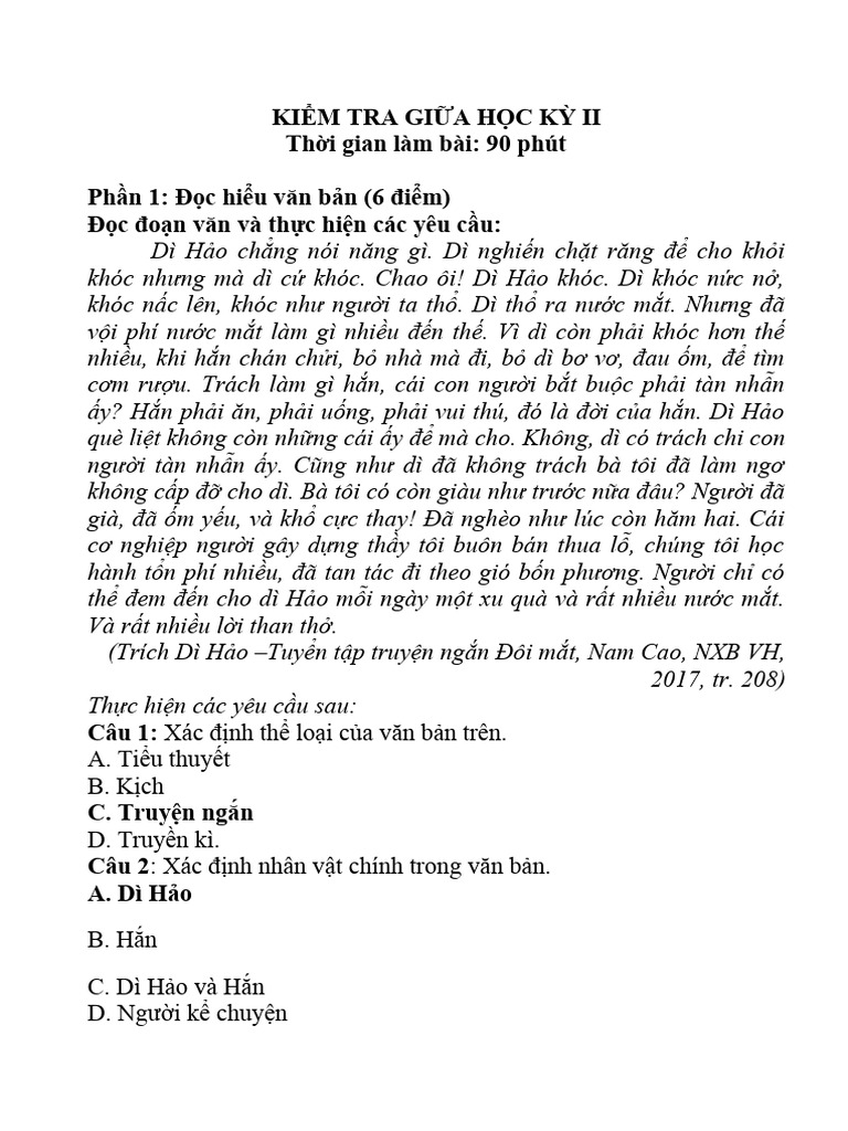 Truyện Dì Hảo, Hương Cuội - GK 2 | PDF