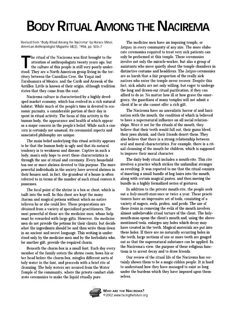 Nacirema Article | PDF
