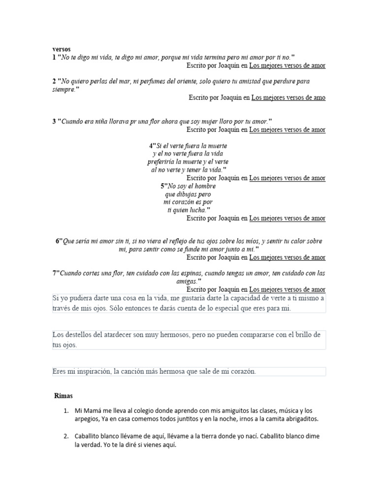 7 Versoss Rimas | PDF | Amor