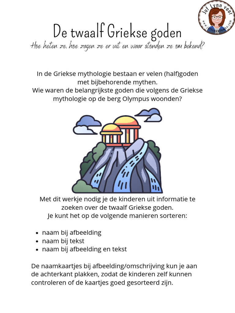 De Twaalf Griekse Goden Juf Lynn Voor Juffrouw Femke Pdf