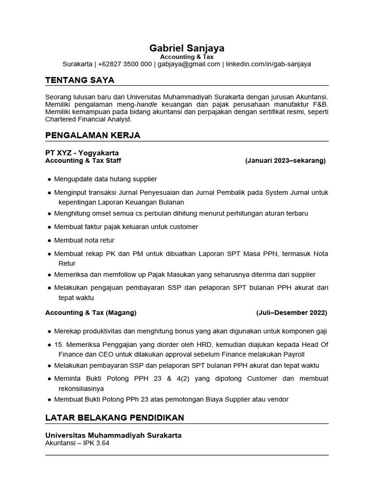659796a7a01e421b2847217e - Contoh CV Accounting Staff (Bahasa Indonesia ...