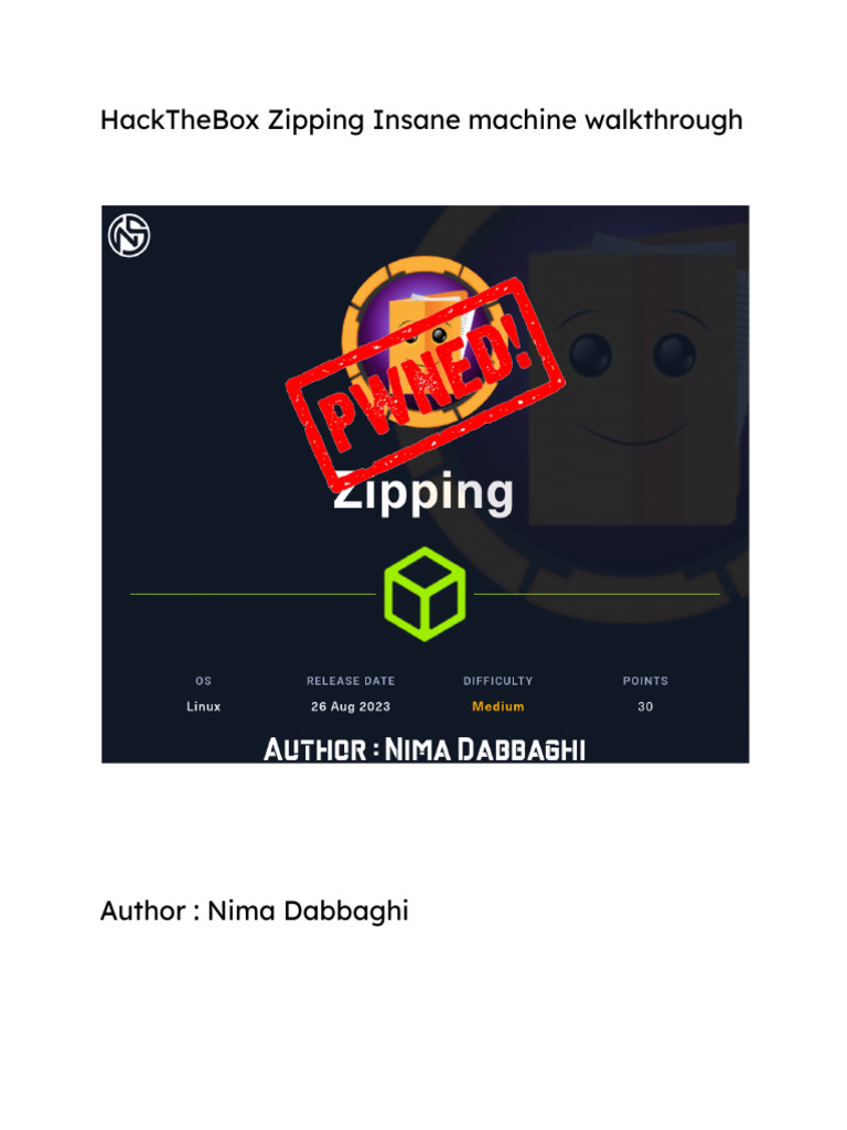 HackTheBox Zipping Insane Machine Walkthrough-1 | PDF | Library (Computing) | Computer Science