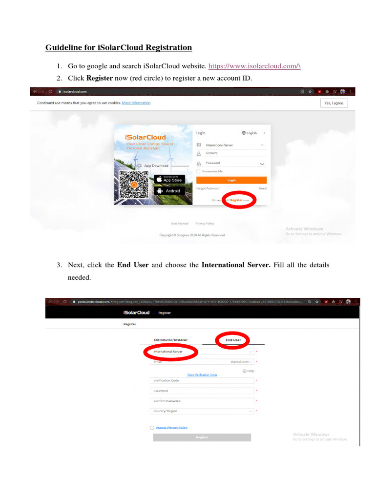 iSolarCloud Account Registration Guide | PDF | Finance & Money Management