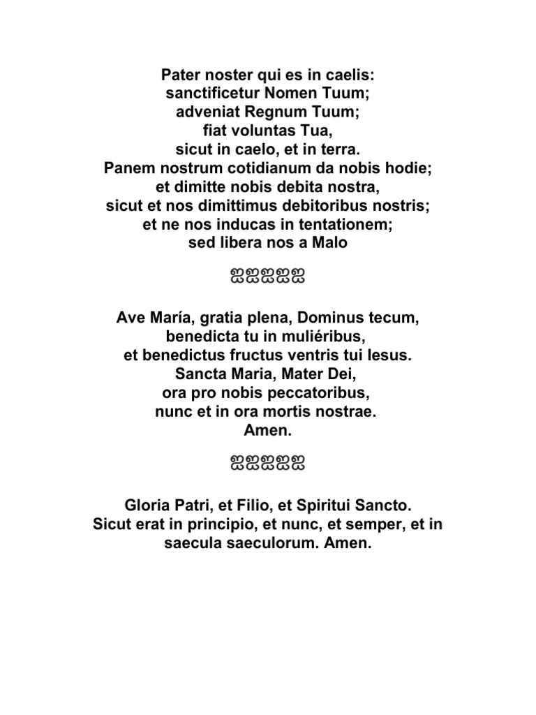 Pater Noster Ave Maria Gloria | PDF Pater Noster Ave Maria Gloria | PDF