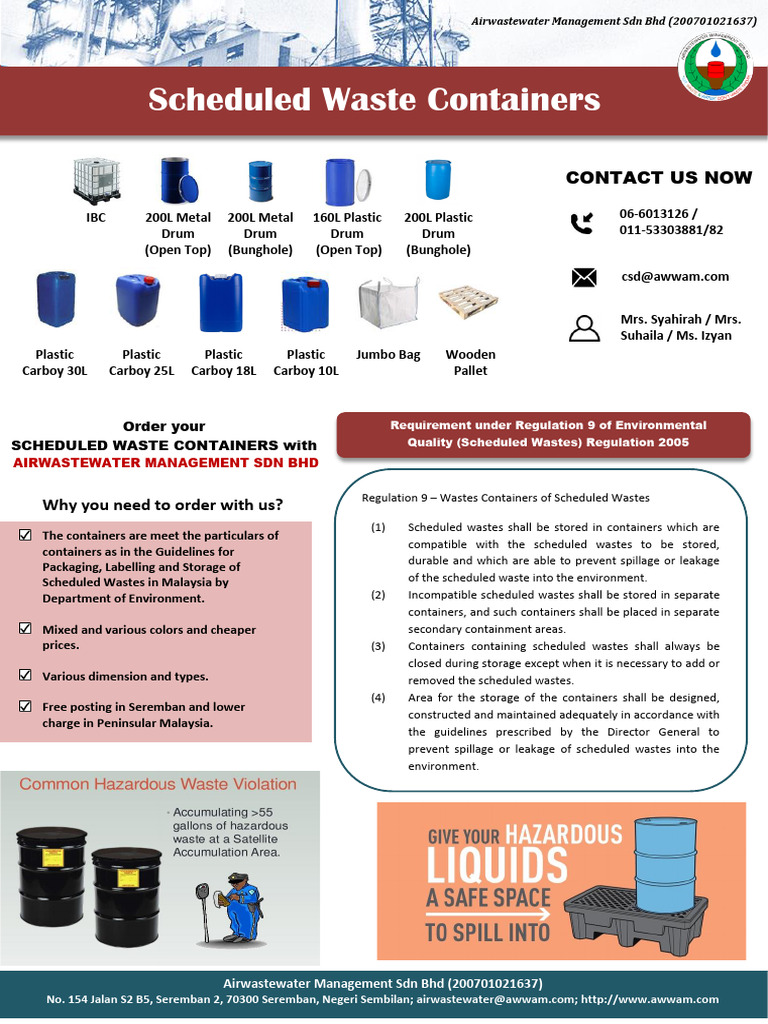 Scheduled Waste Container Order Form | PDF | Pallet | Secondary Sector ...