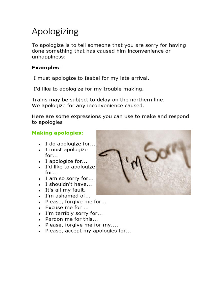 Apologizing Speaking Activity | PDF