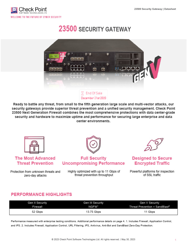 Check Point 23500 Security Gateway Datasheet | PDF | Firewall ...