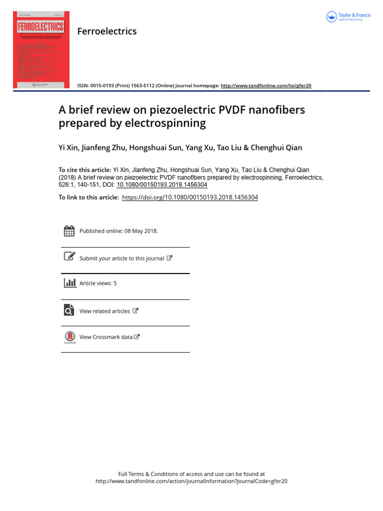 A Brief Review On Piezoelectric PVDF Nanofibers Prepared by Electrospinning | Download Free PDF ...