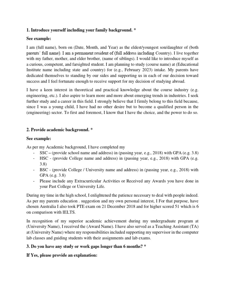 VISA SOP For Higher Studies | PDF