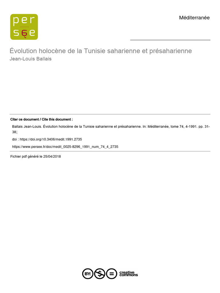 Évolution de l'Holocène en Tunisie | PDF | Sahara | Géomorphologie