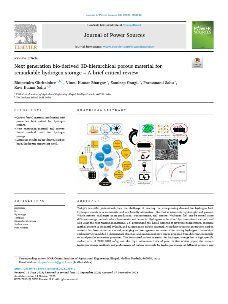 2023 (Ghritalahre Et Al) - Next Generation Bio-Derived 3d-Hierarchical Porous Material For ...