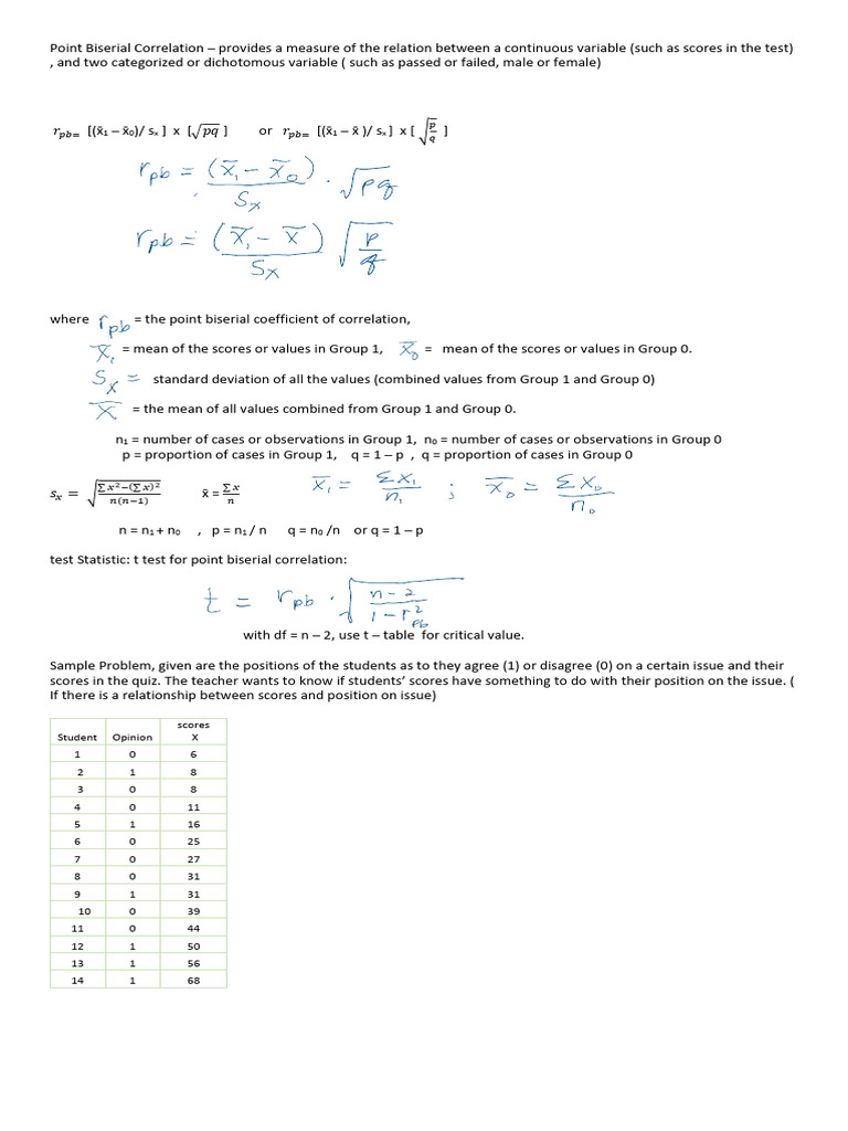 Point Biserial Correlation. Simplified | PDF | Statistical Analysis | Teaching Mathematics