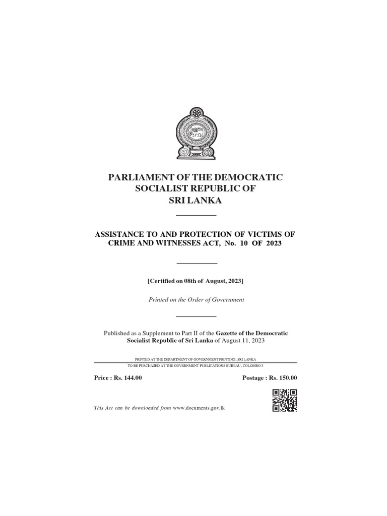 Victims of Crime and Witnesses Act 2023 | PDF | Bail | Crimes