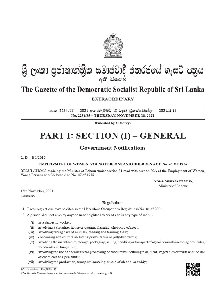5i - Hazardous Occupations Regulations of 2021 | PDF | Materials