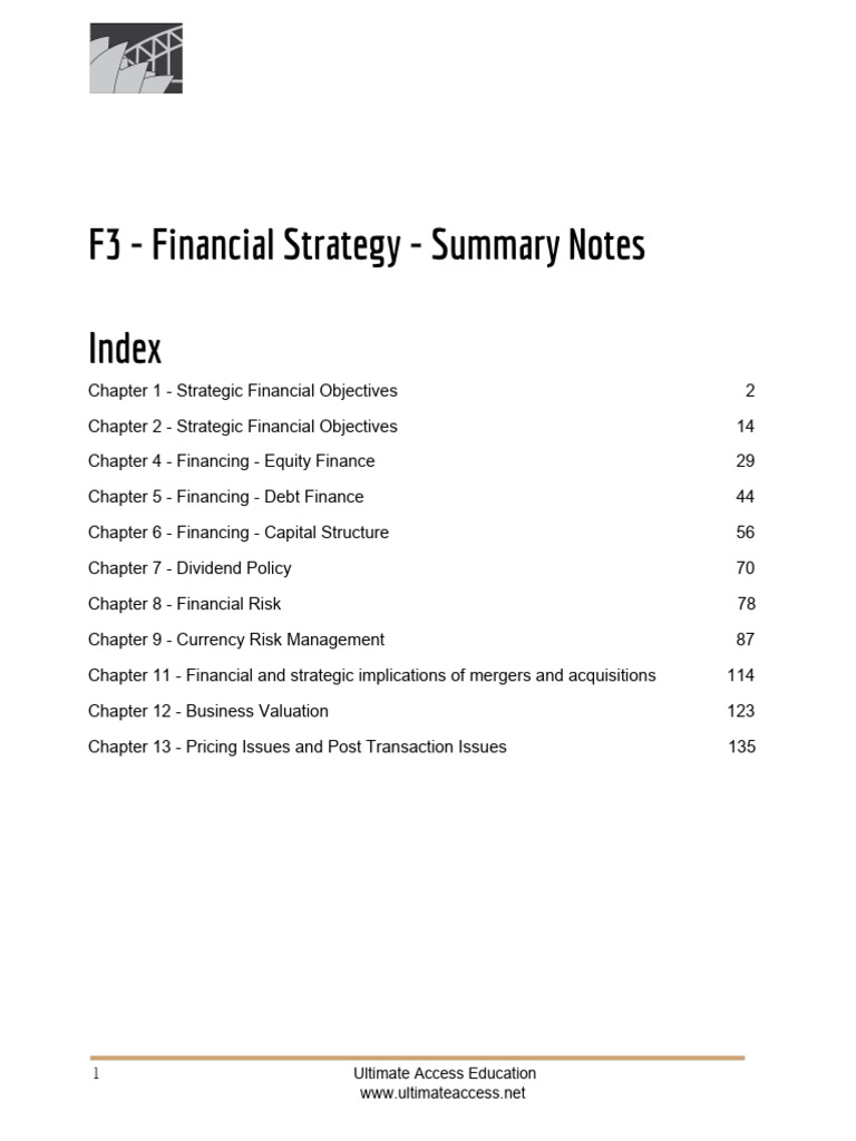 F3 - Summary Notes - Ultimate Access | PDF | Stocks | Dividend