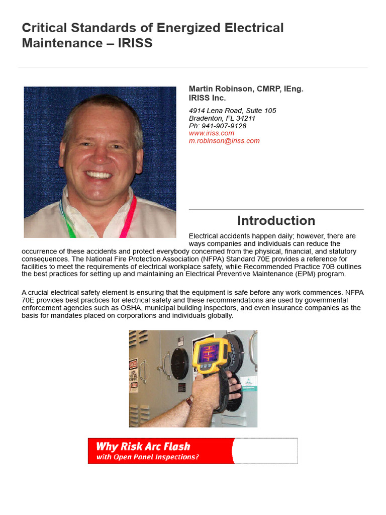 Critical Standards of Energized Electrical Maintenance | Download Free PDF | Occupational Safety ...