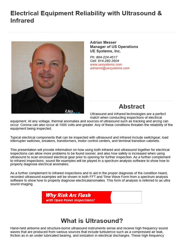 Electrical Equipment Reliability With Ultrasound & Infrared | PDF | Ultrasound | Electric Arc