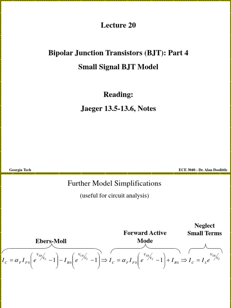 Lecture20-BJT Small Signal Model | PDF | Bipolar Junction Transistor ...