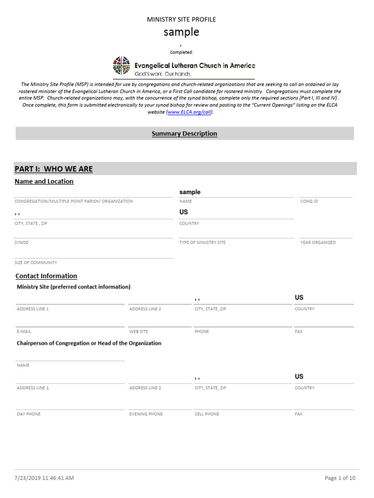 Sample - Ministry Site Profile | PDF