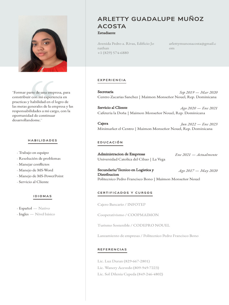 Arletty Muñoz CV. | PDF | Industrias de servicio