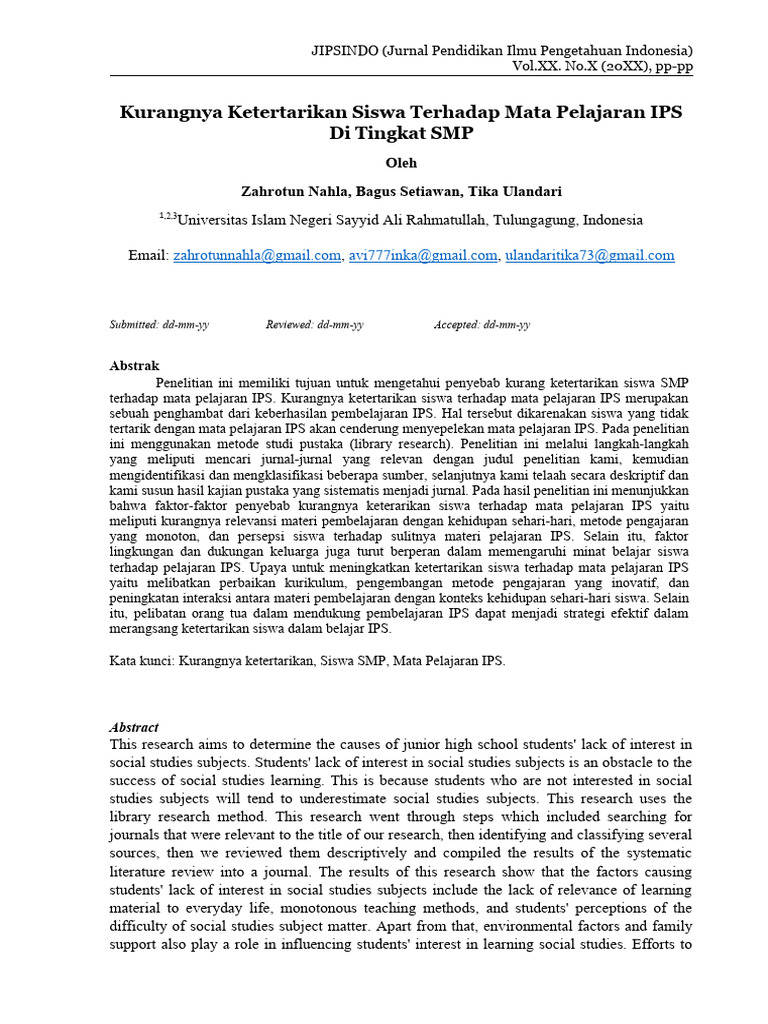 1kurangnya Ketertarikan Siswa Terhadap Mata Pelajaran IPS Di Tingkat ...