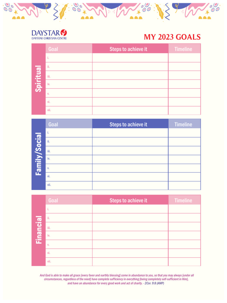2023 Goal Setting Template | PDF