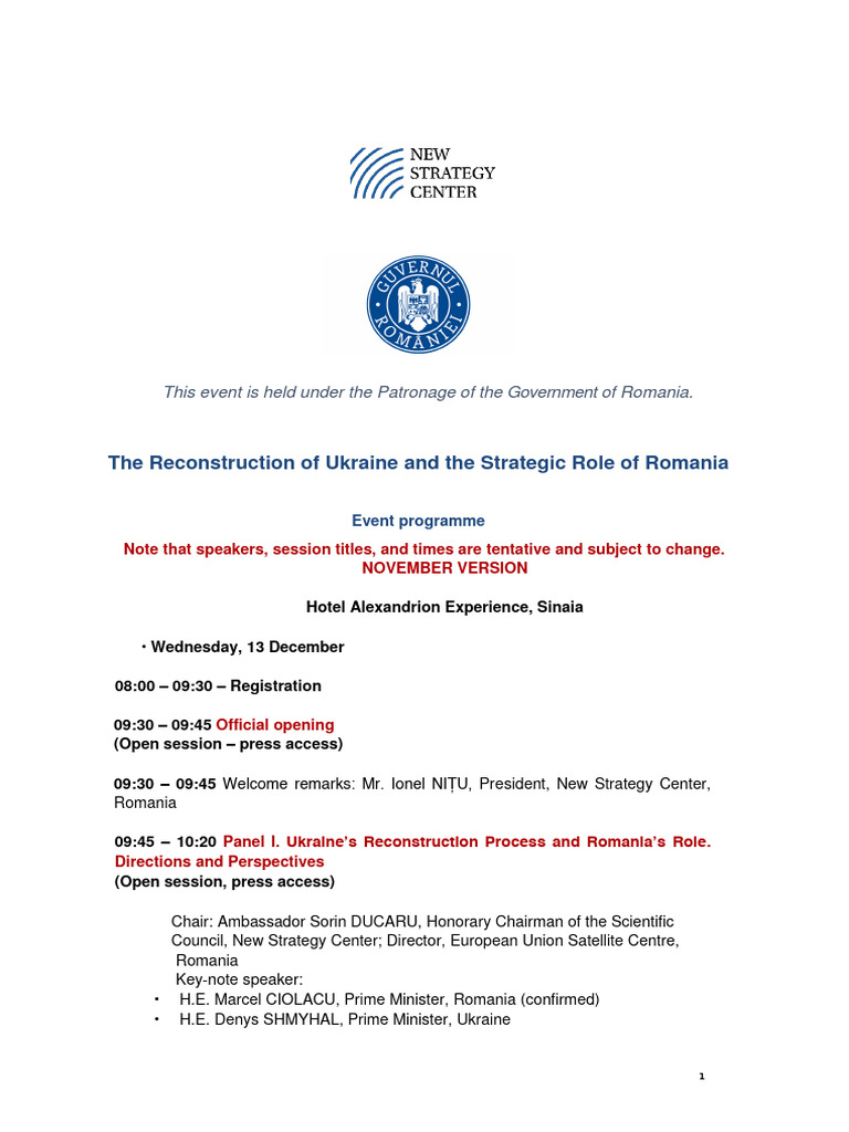 NSC Conference - Reconstruction of Ukraine - December 2023 - With ...